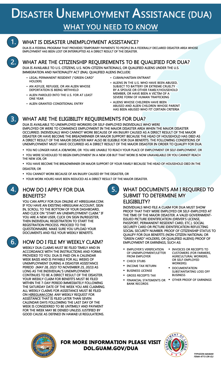 Disaster Unemployment Assistance (DUA) - Government of Guam, Department ...