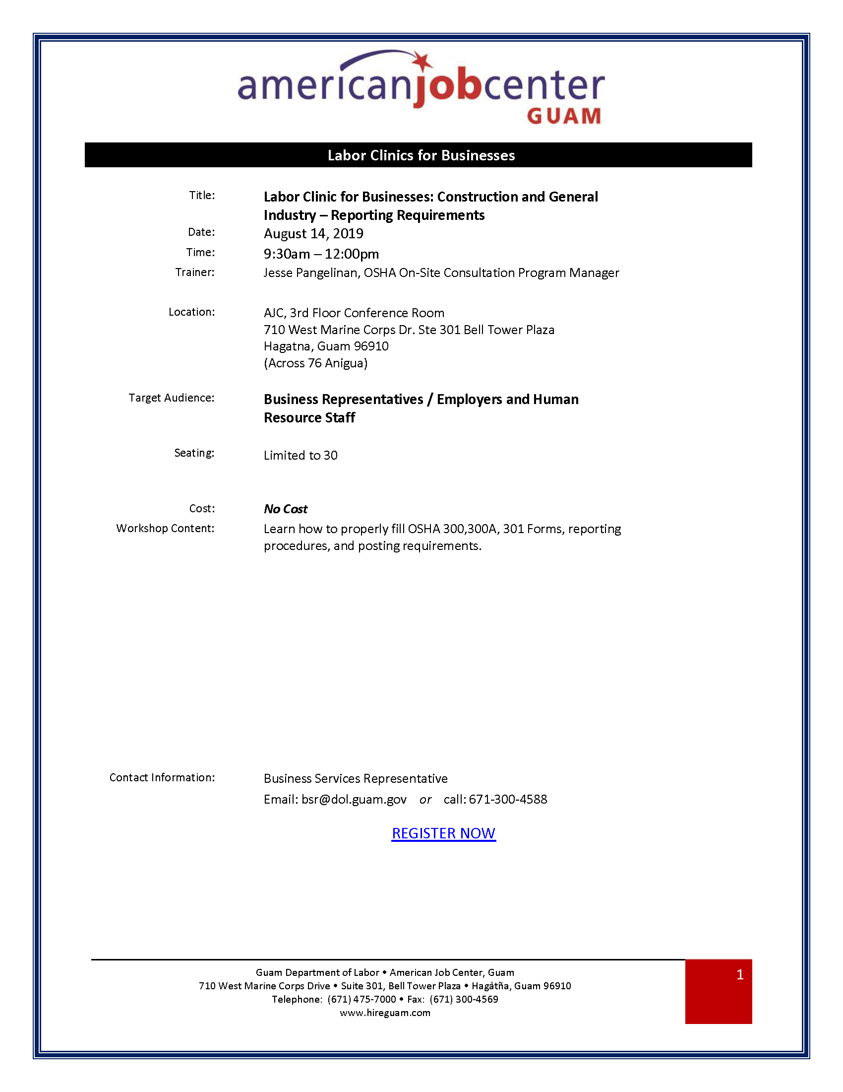 Labor Clinic for Businesses: Construction and General Industry ...